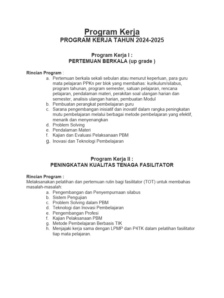 Program Kerja Guru PKN | PDF