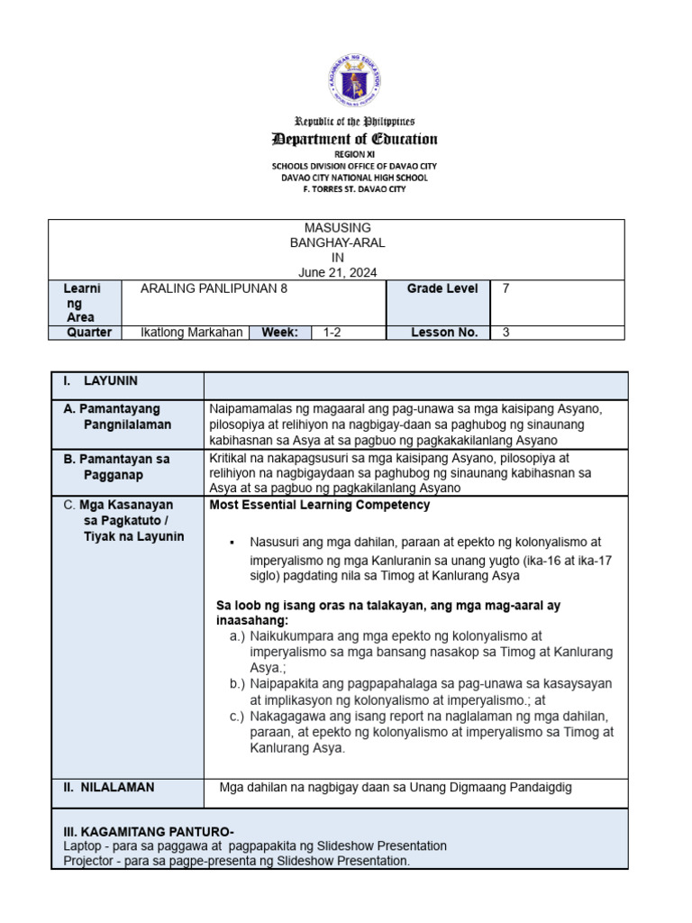 Week 1 Day 3 - AP7 - Ikatlong Markahan | PDF