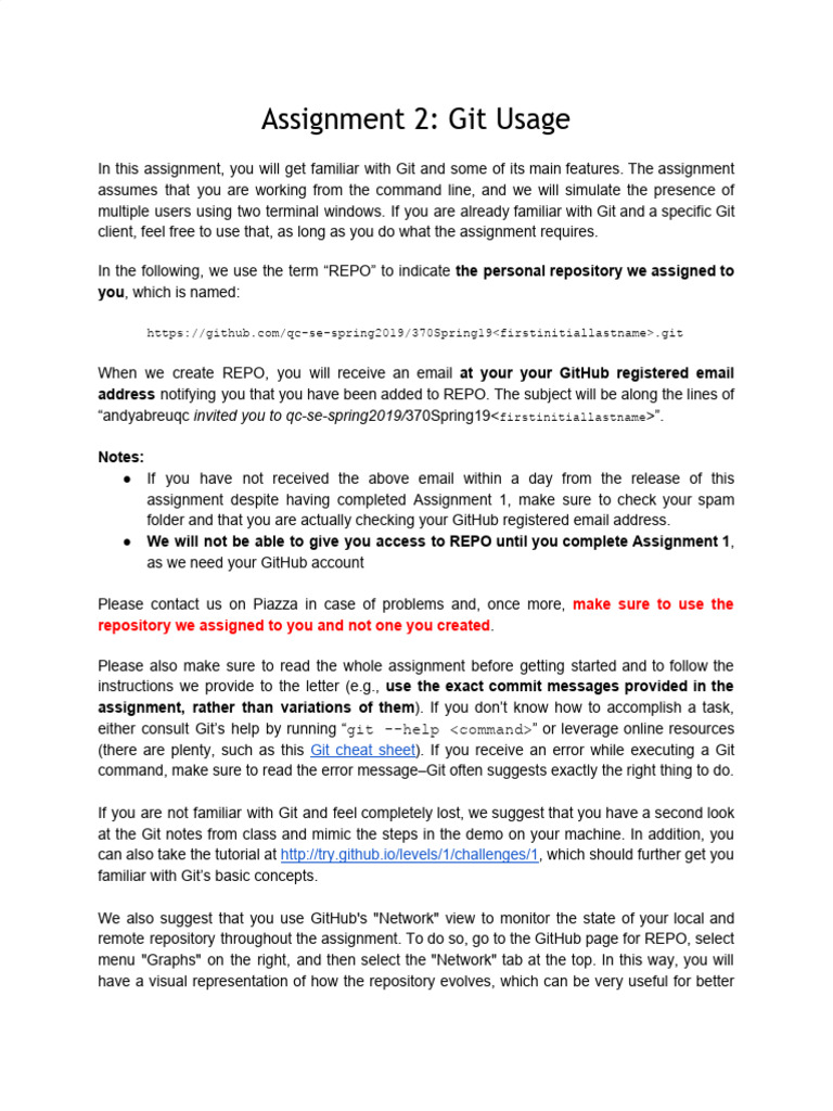 Software Development Process Assignment2-GitUsage | PDF