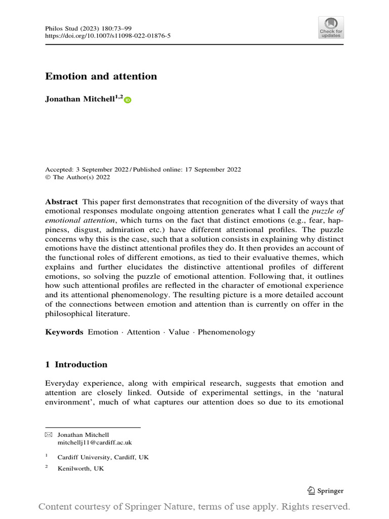 Emotion and Attention | PDF