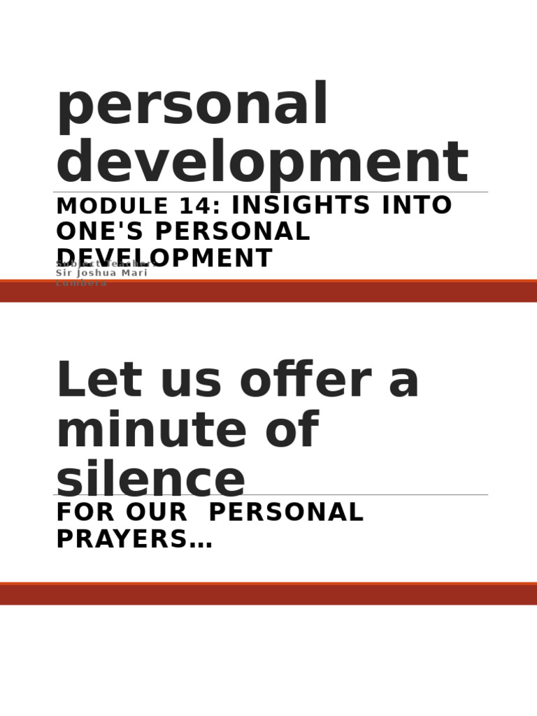 Personal Development Insights: Module 14 | PDF | Disciplines | Learning