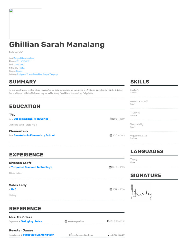 Ghillian Sarah - Resume-664 | PDF