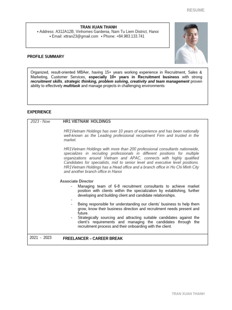 Resume - Ttran - Updated | PDF