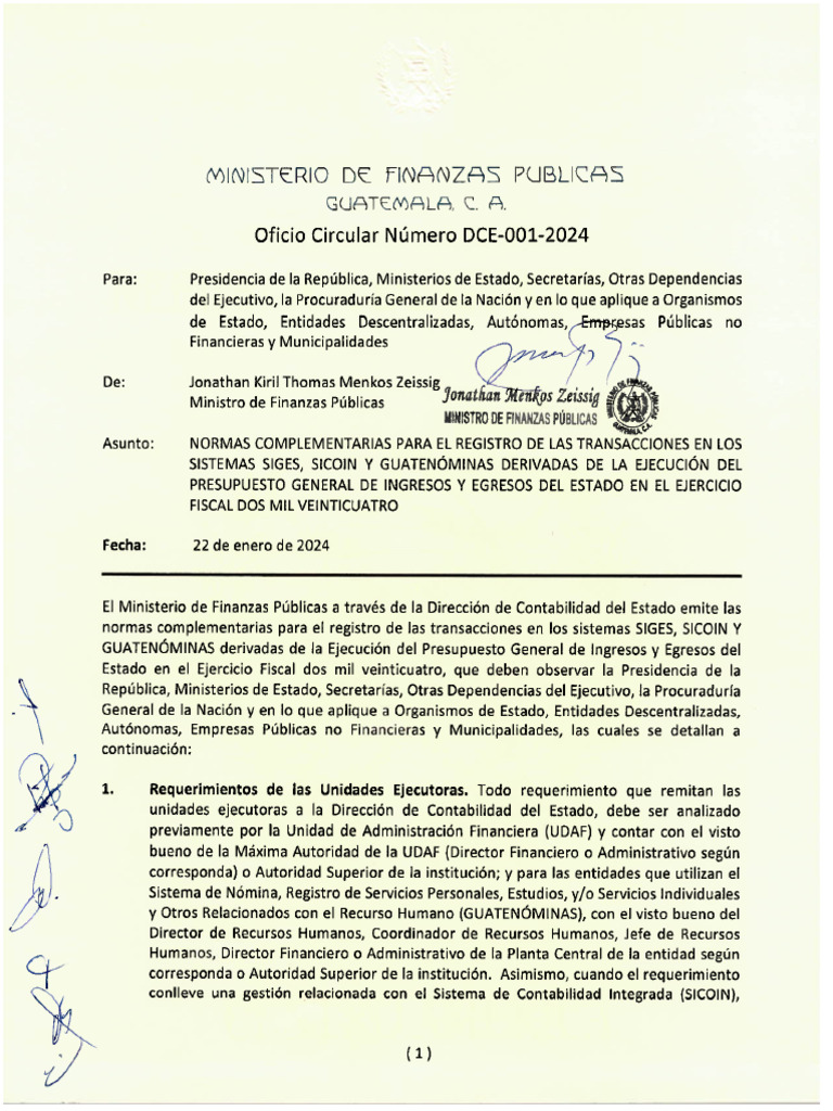 Oficio Circular DCE 001-2024 | PDF