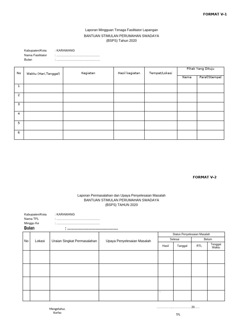 LAPORAN Bulanan (FORMAT V1-V8) - Korfas - Ahmad | PDF