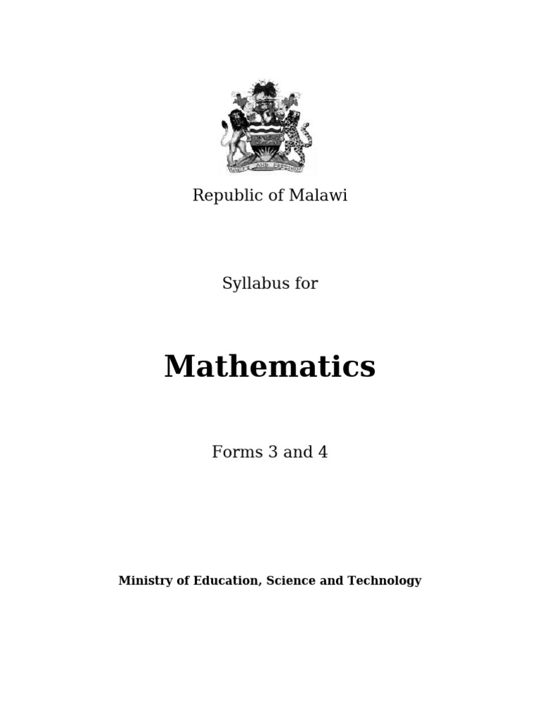 Maths Syllabus Forms 3 4 1 1 | PDF