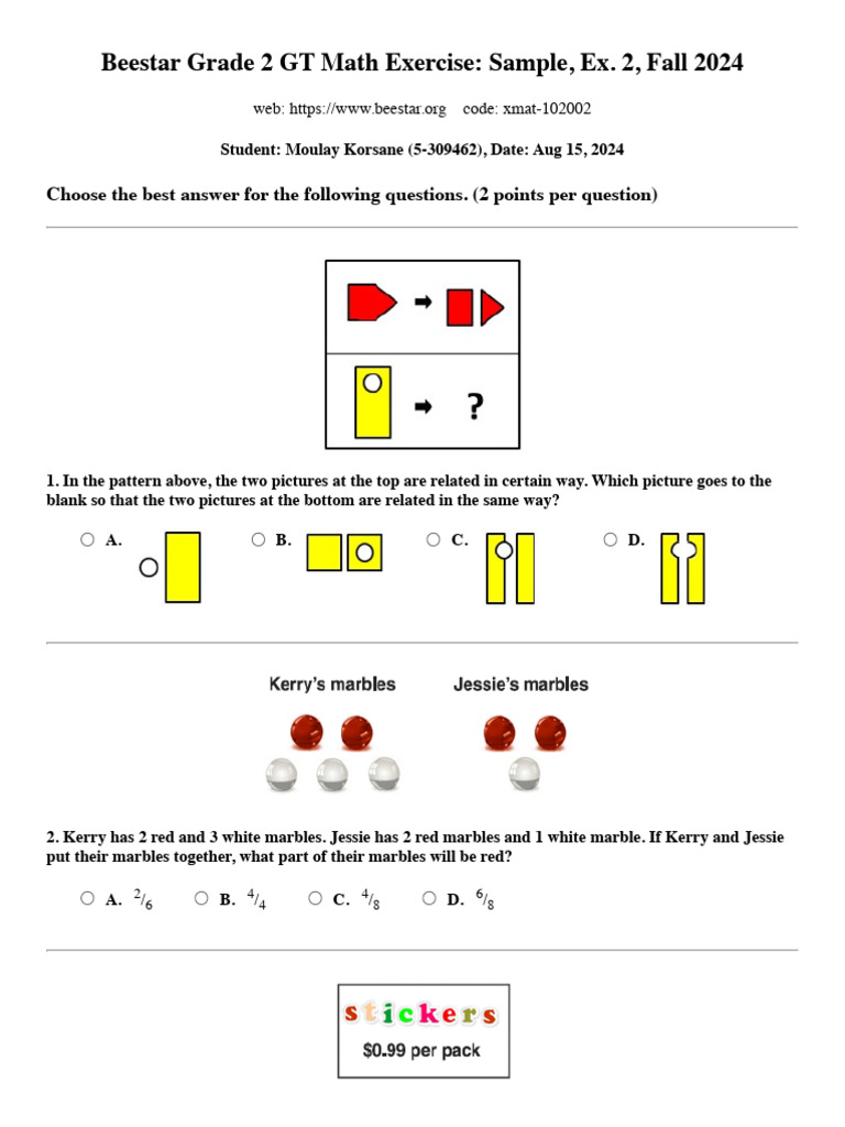 Beestar Exercise Math GT3 G2 | PDF