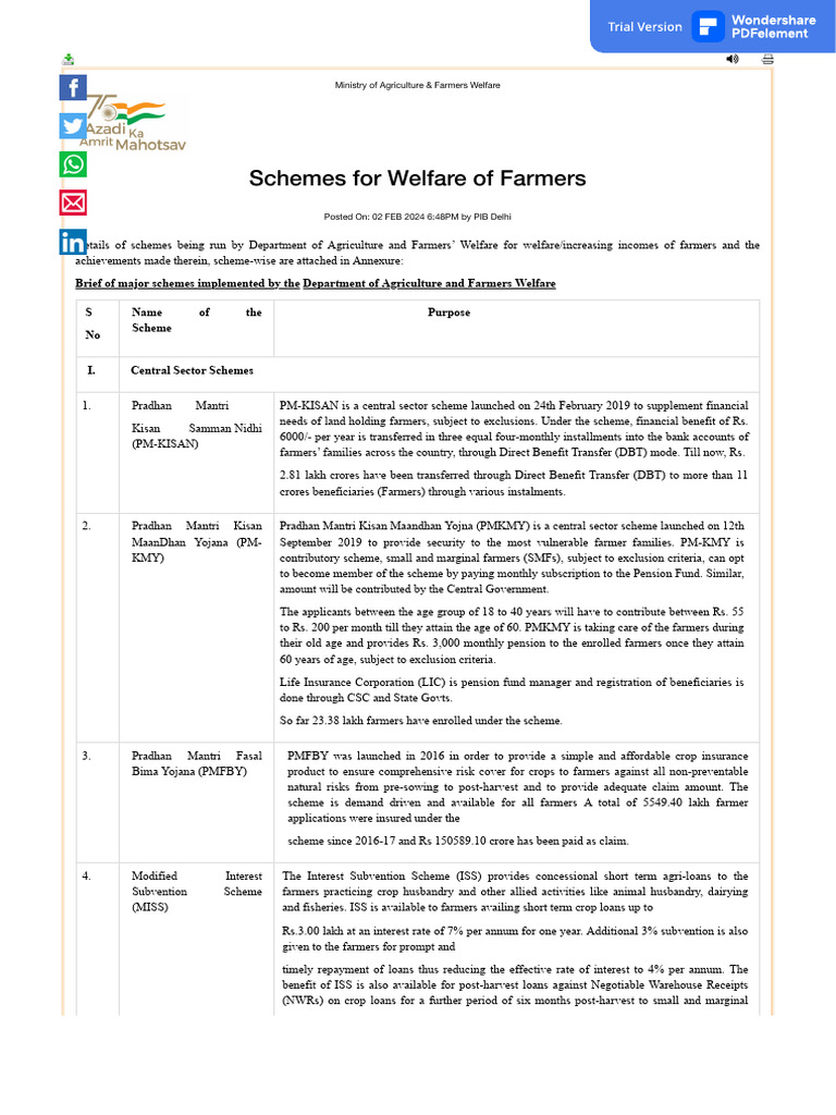 Schemes for Farmers | PDF