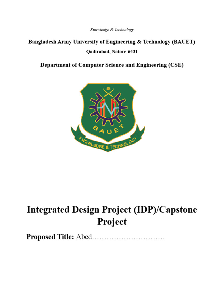 IDP - Capstone Project Proposal Format | PDF