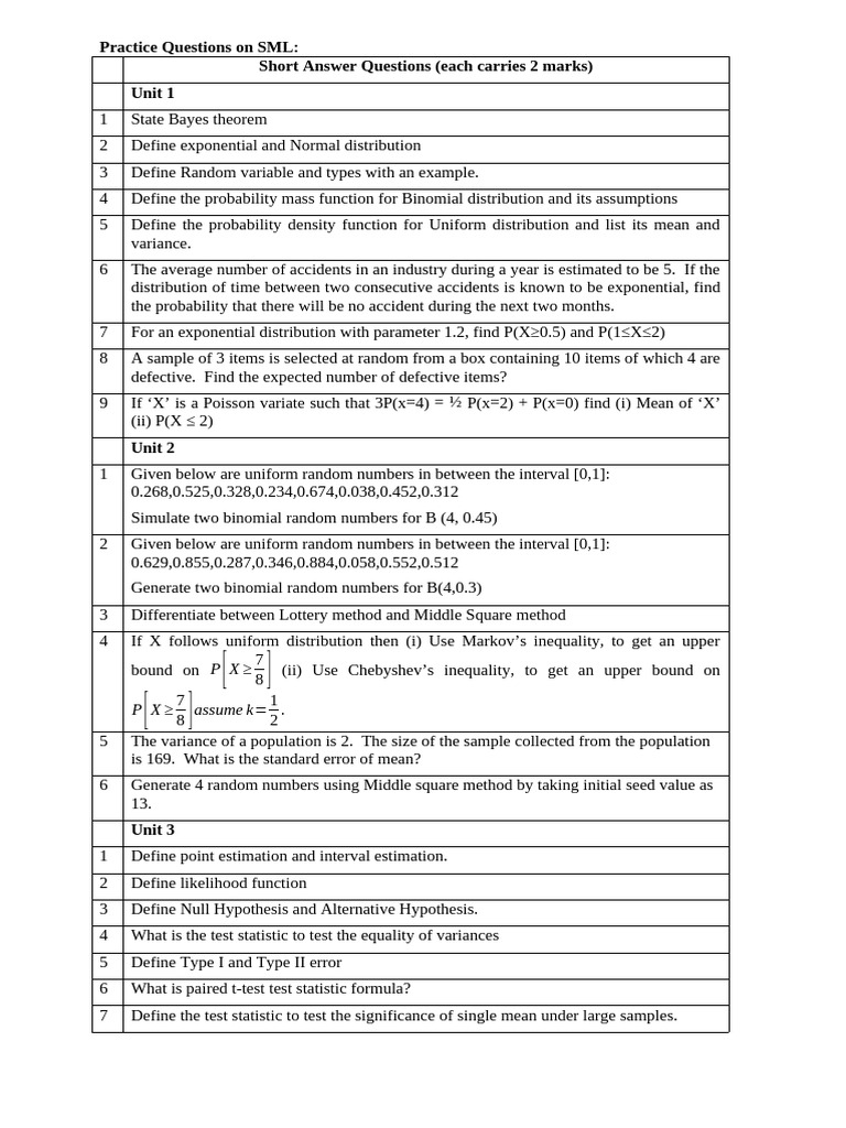 SML Practice Questions | PDF
