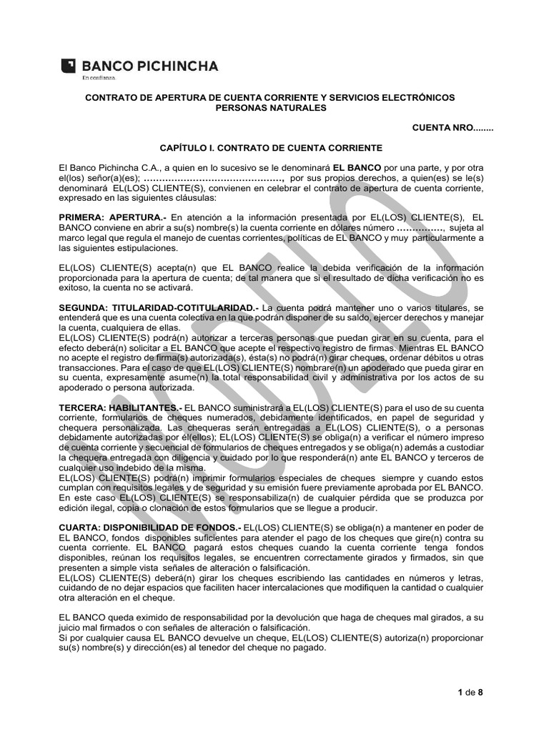 contrato-de-apertura-cuenta-corriente | PDF