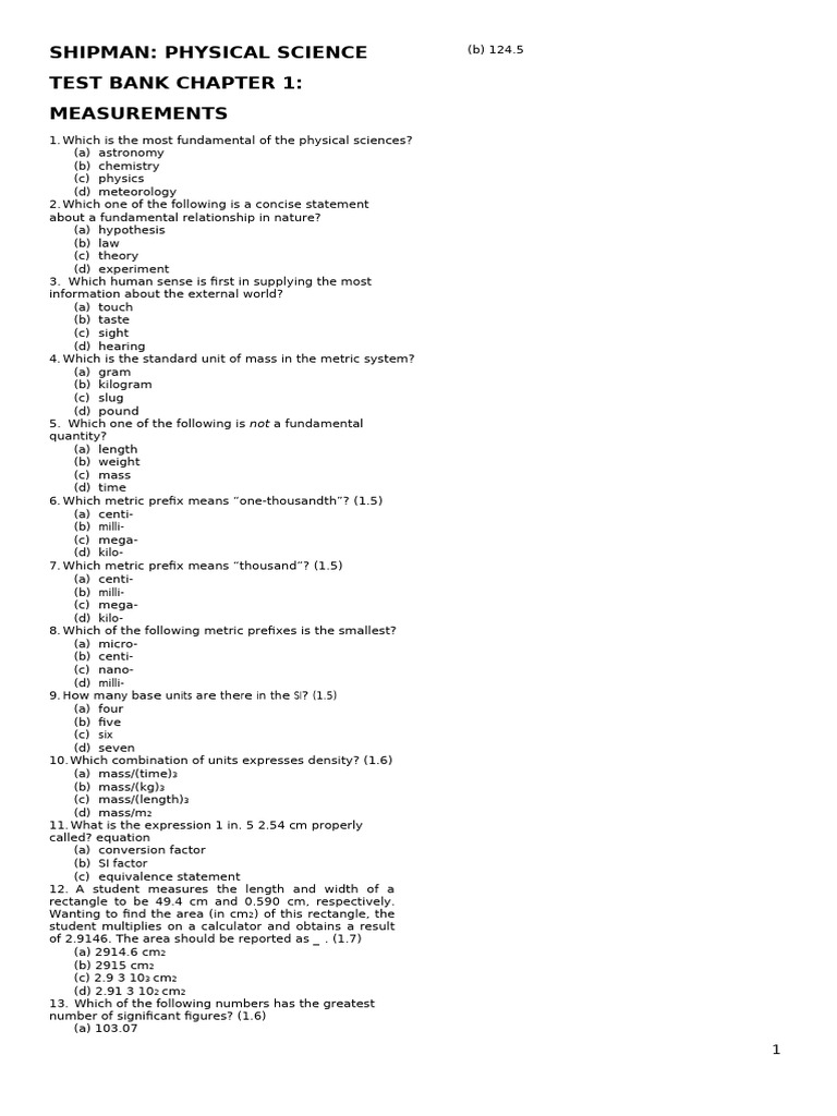 Shipman Physical Science Test Banks | PDF