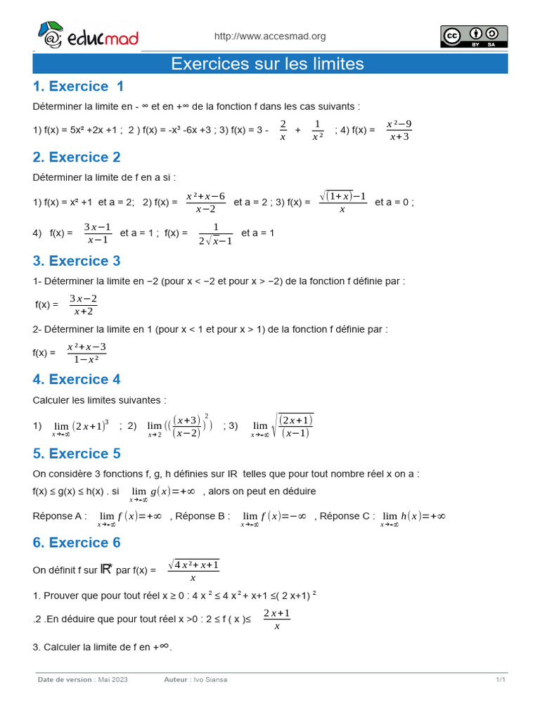 Limite Tose Exos | PDF