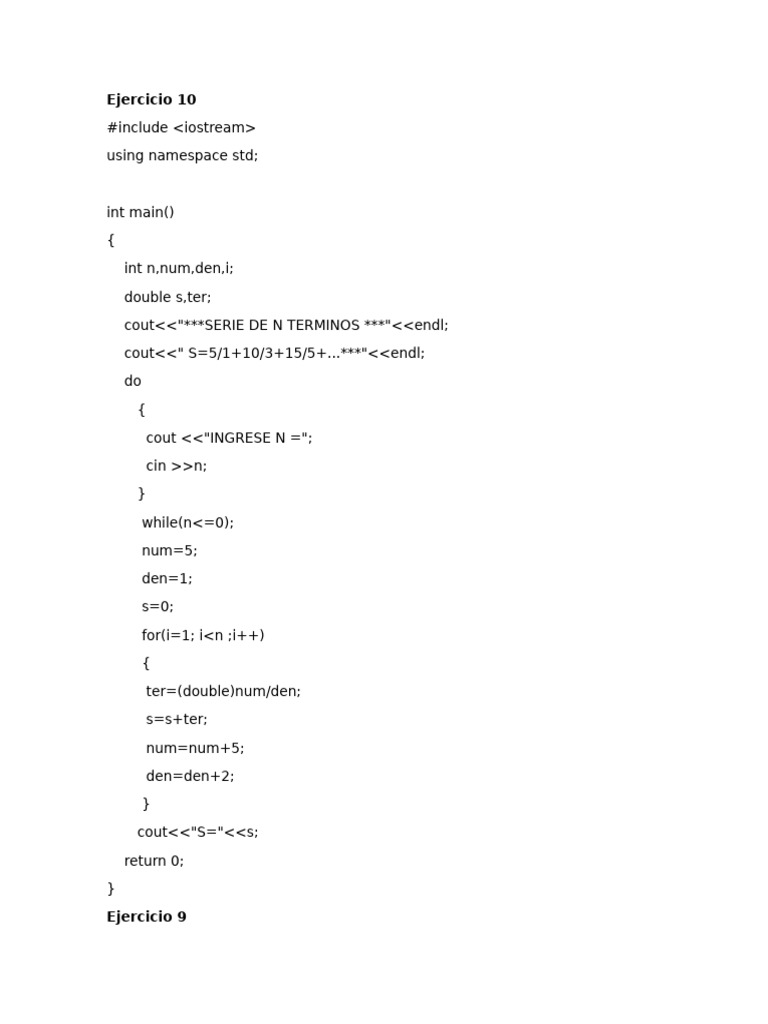 Ejercicios_de_programacion_c++docx | PDF