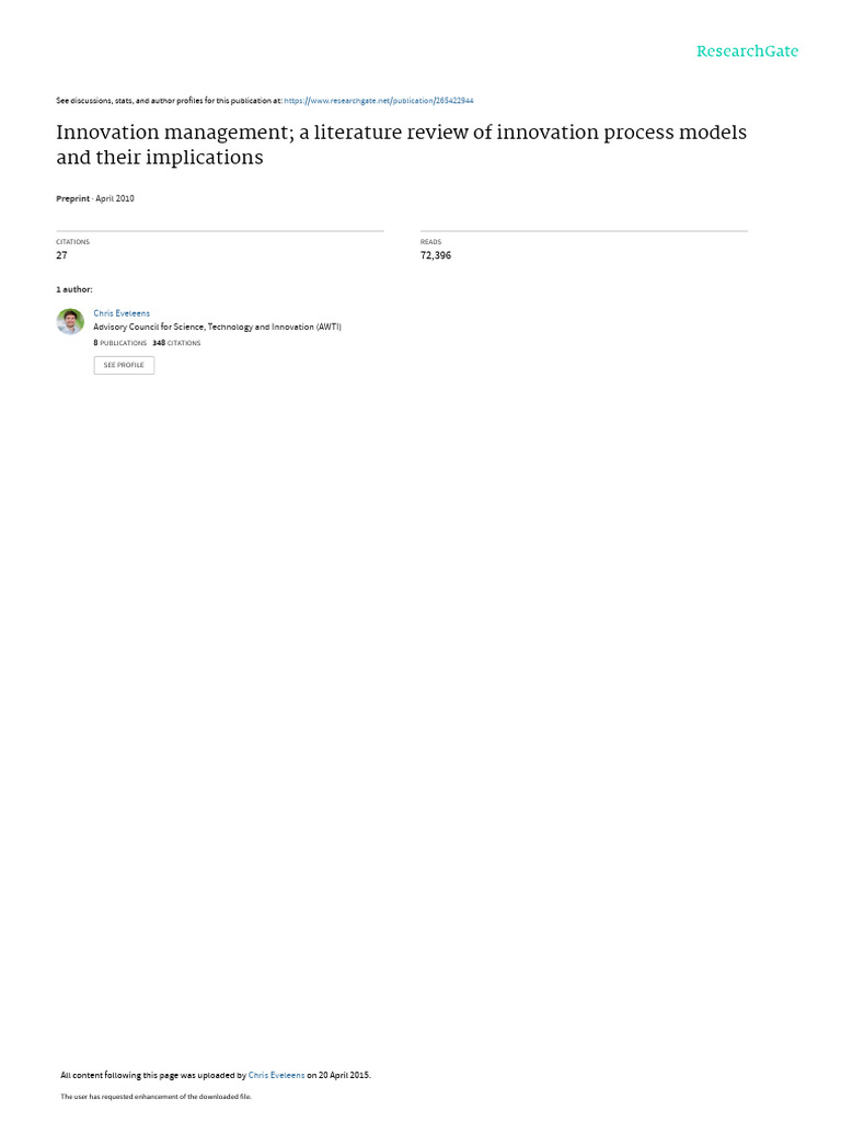 Innovation Management A Literature Review of Innov | PDF