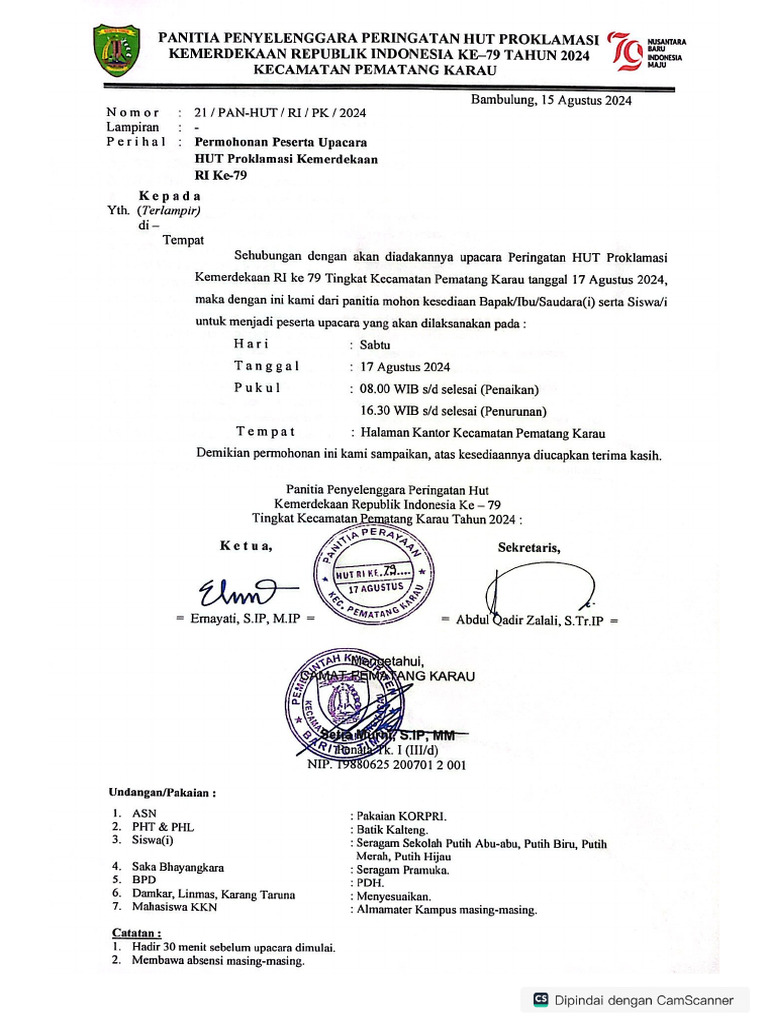 Undangan Upacara Hut Ri Ke 79 Untuk Pe Pdf