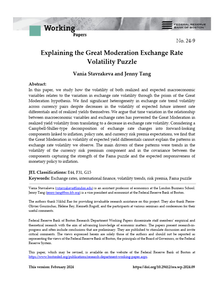 Great Moderation and Exchange Rate Volatility | PDF | Exchange Rate ...