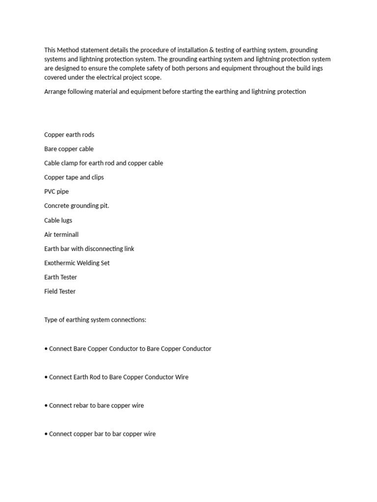 This Method Statement Details The Procedure of Installation | PDF