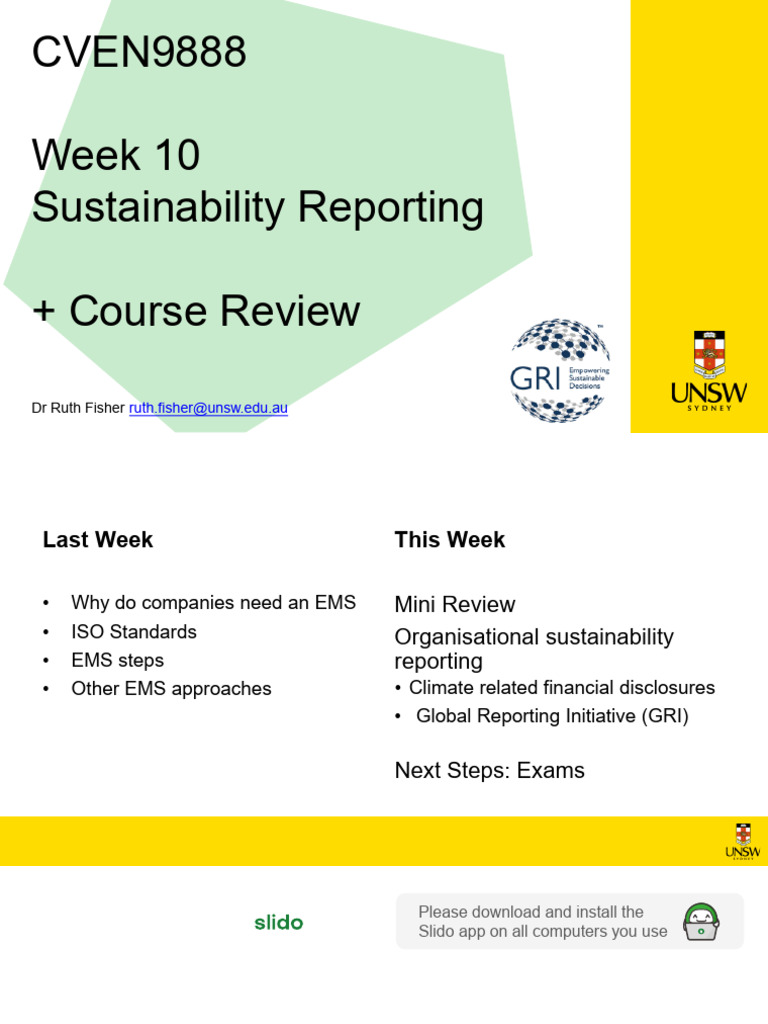 CVEN9888 Week 10 Reporting and Review - 2024-v2 | PDF