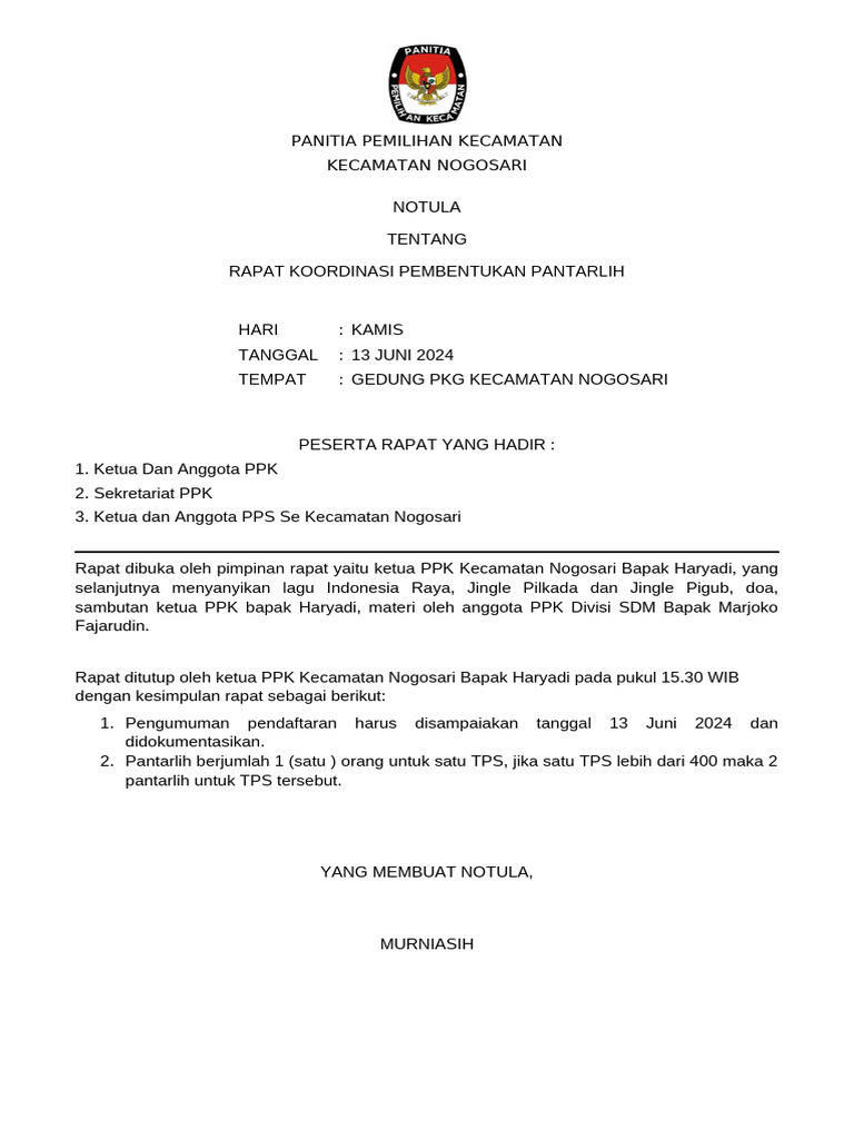 Template - Notula | PDF