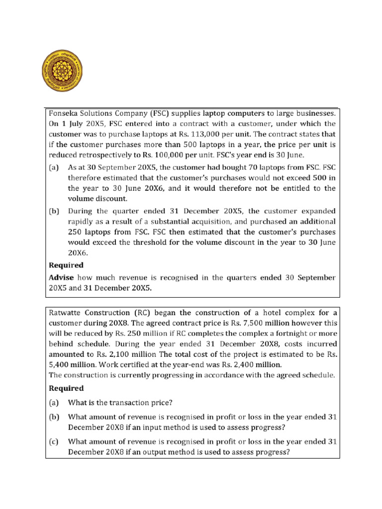 Financial Accounting SLFRS 15 | PDF