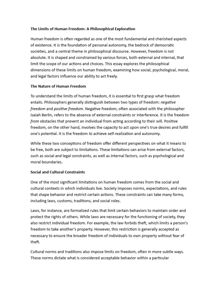 Limits on Human Freedom Explored | PDF | Free Will | Science & Mathematics