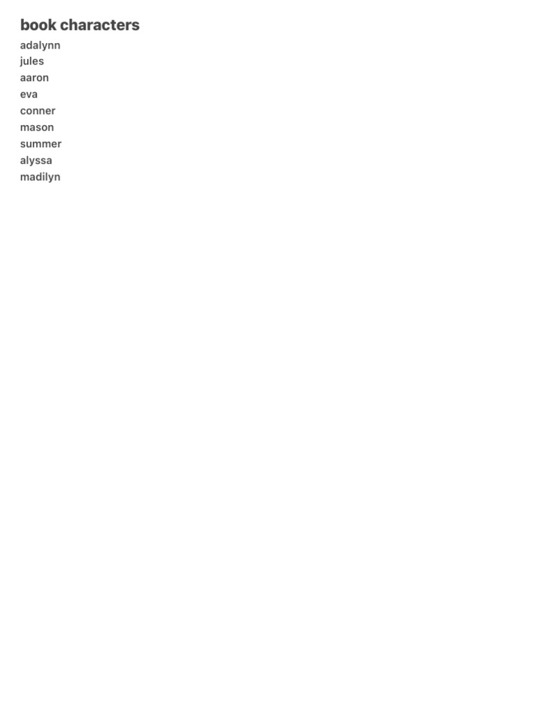 Book Characters | PDF Book Characters | PDF