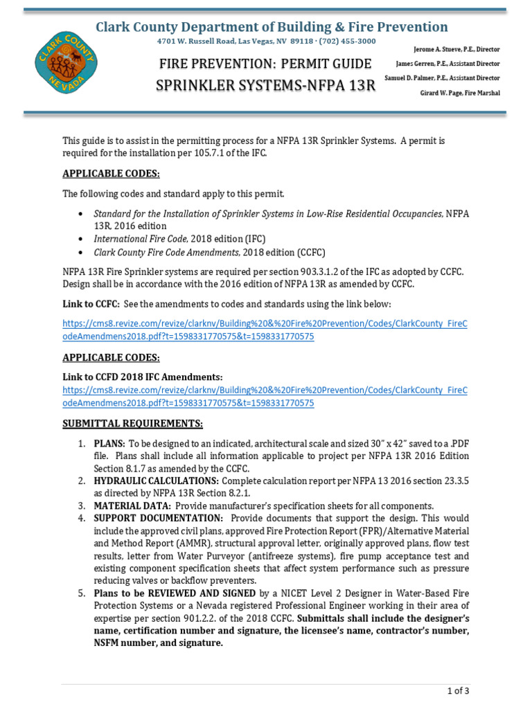 Fire Permit Guide - Sprinkler Per NFPA 13R Upd 03 11 21 | PDF