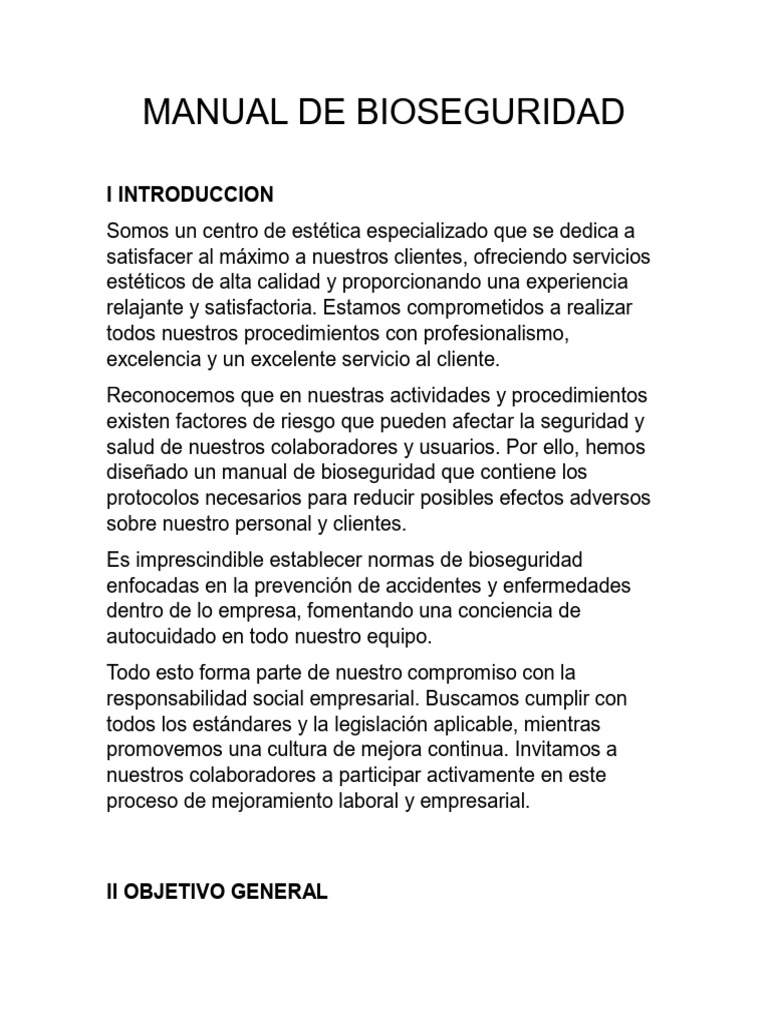 Manual de Bioseguridad | PDF