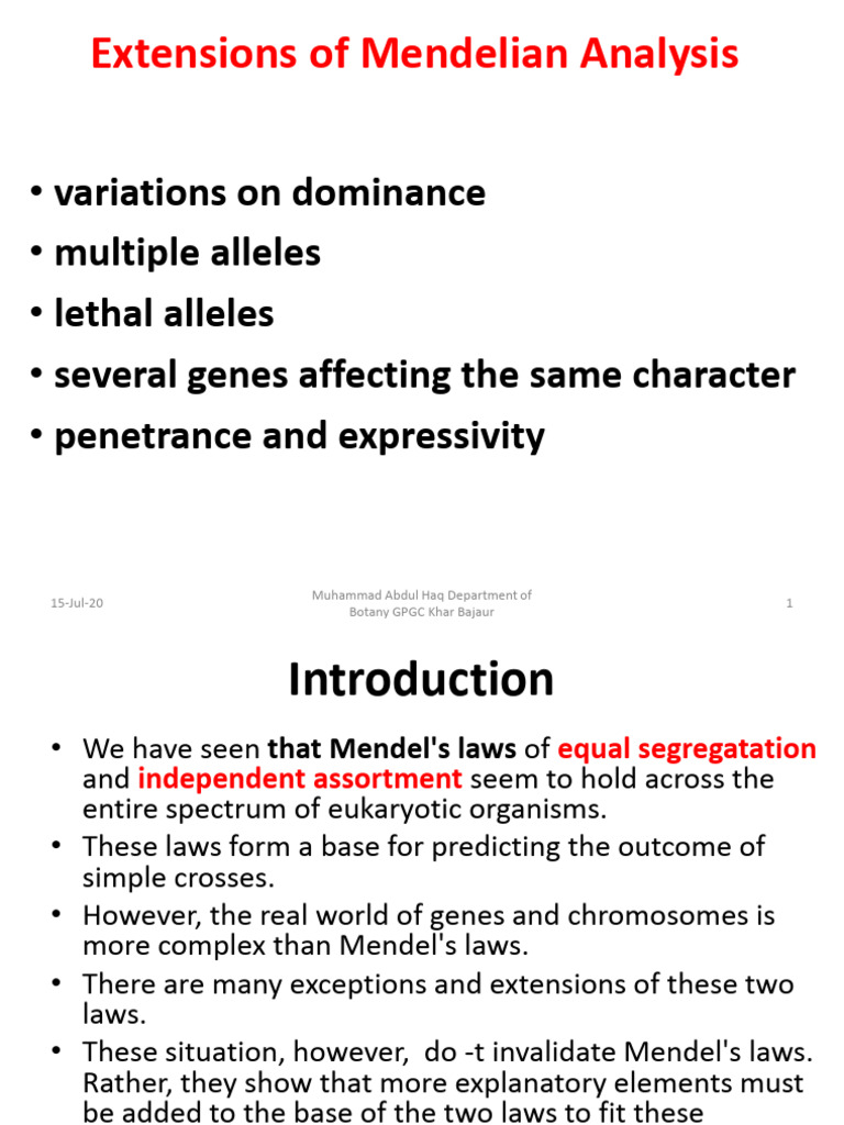 Extensions of Mendelian Analysis | PDF | Dominance (Genetics) | Science ...
