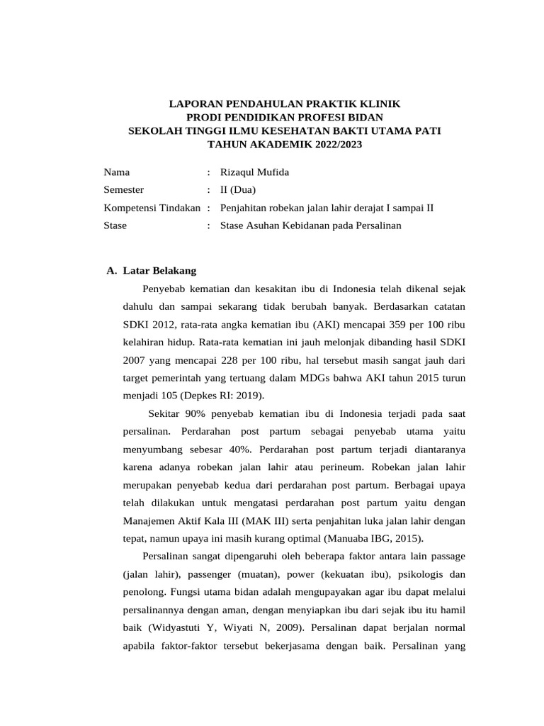 LP Penjahitan Robekan Perineum | PDF