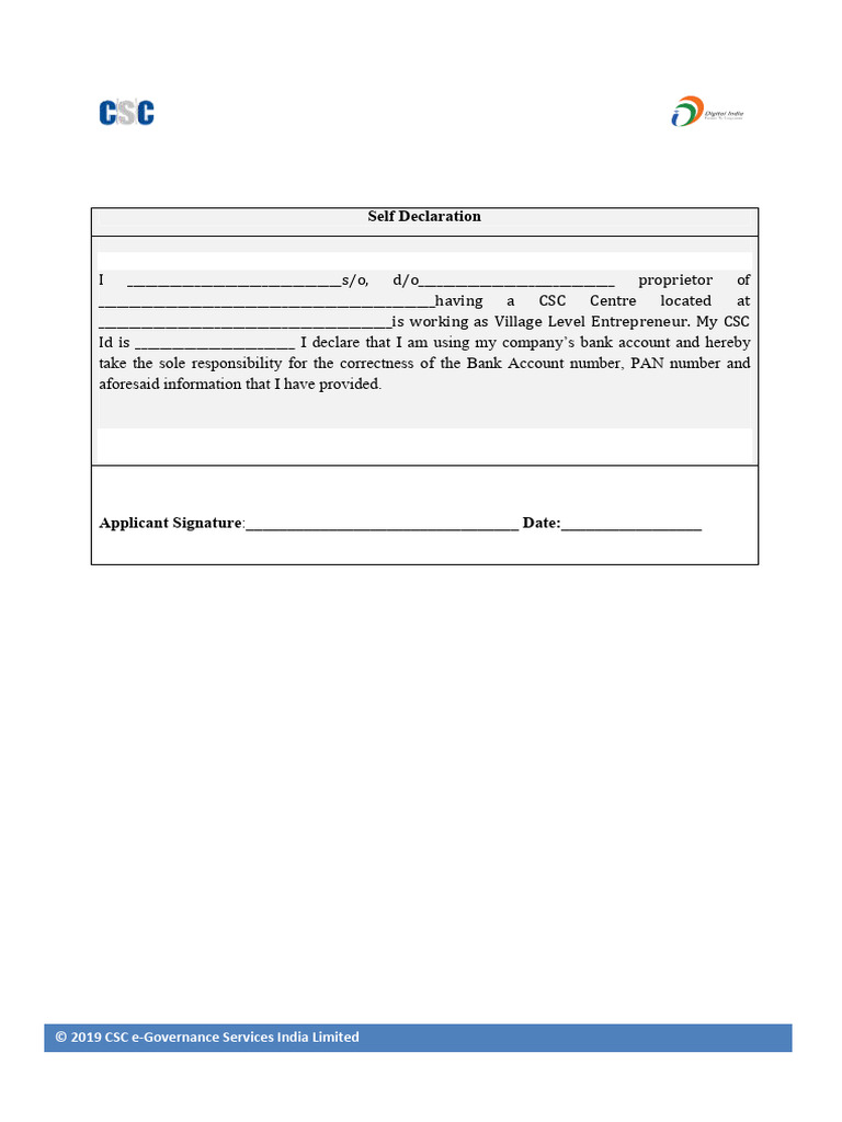 CSC Self Declaration Form | PDF CSC Self Declaration Form | PDF