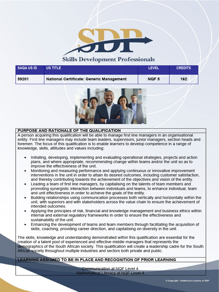 Generic Management NQF5 - Brochure | PDF