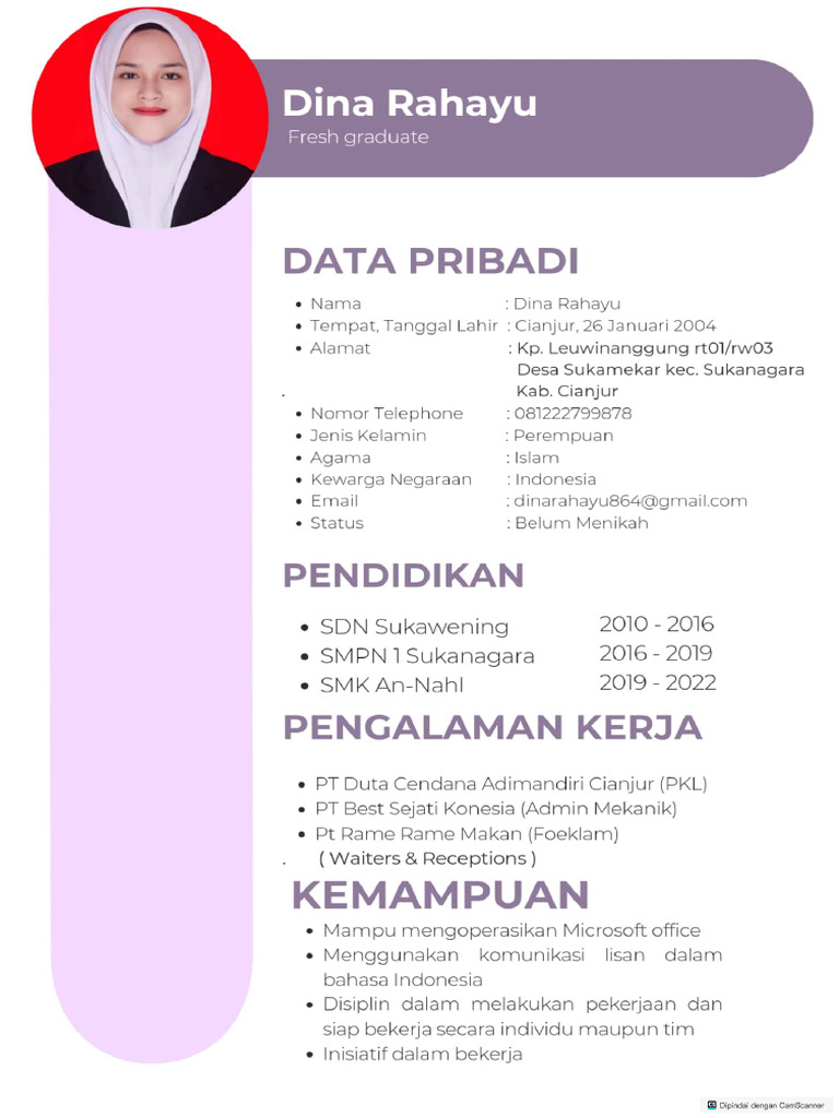 CV Dina Rahayu | PDF