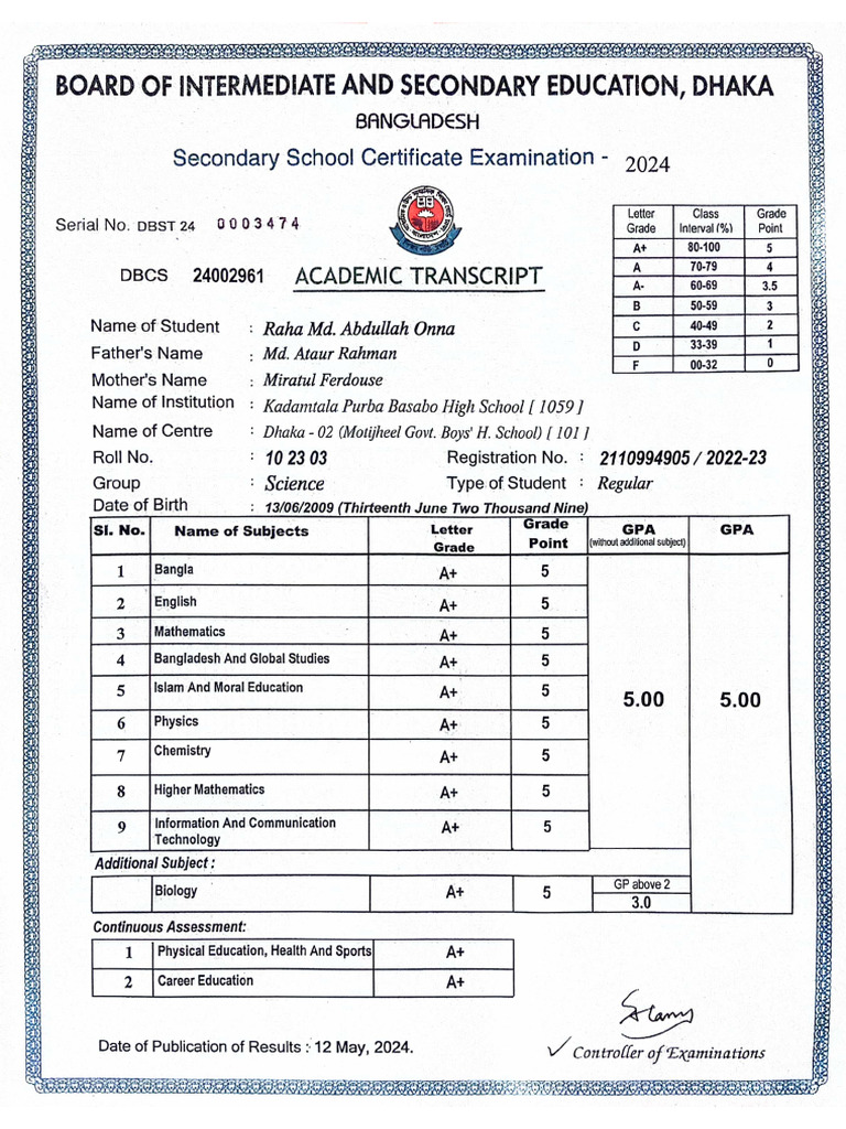Academic Transcript | PDF