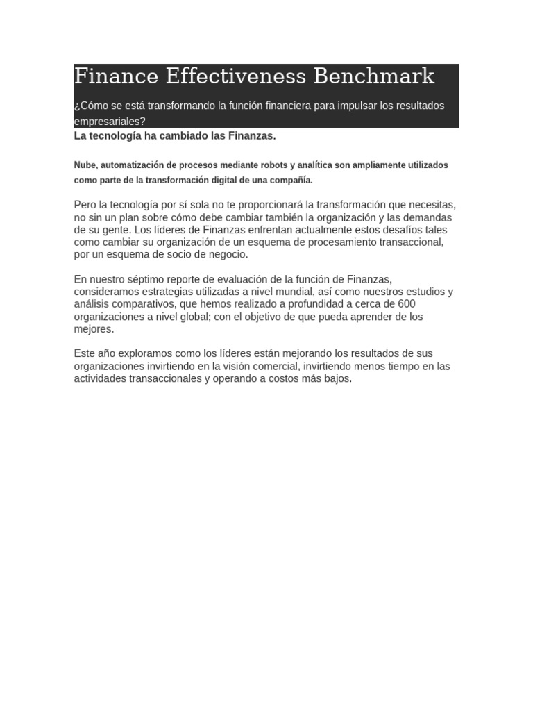 6finance Effectiveness Benchmark | PDF