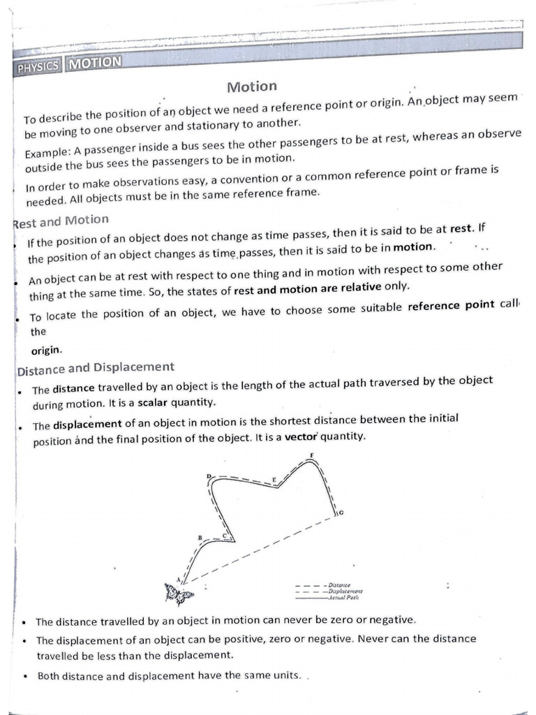 Physics Ch-1 Motion | PDF