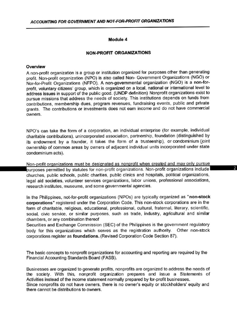Non Profit Organizations | PDF