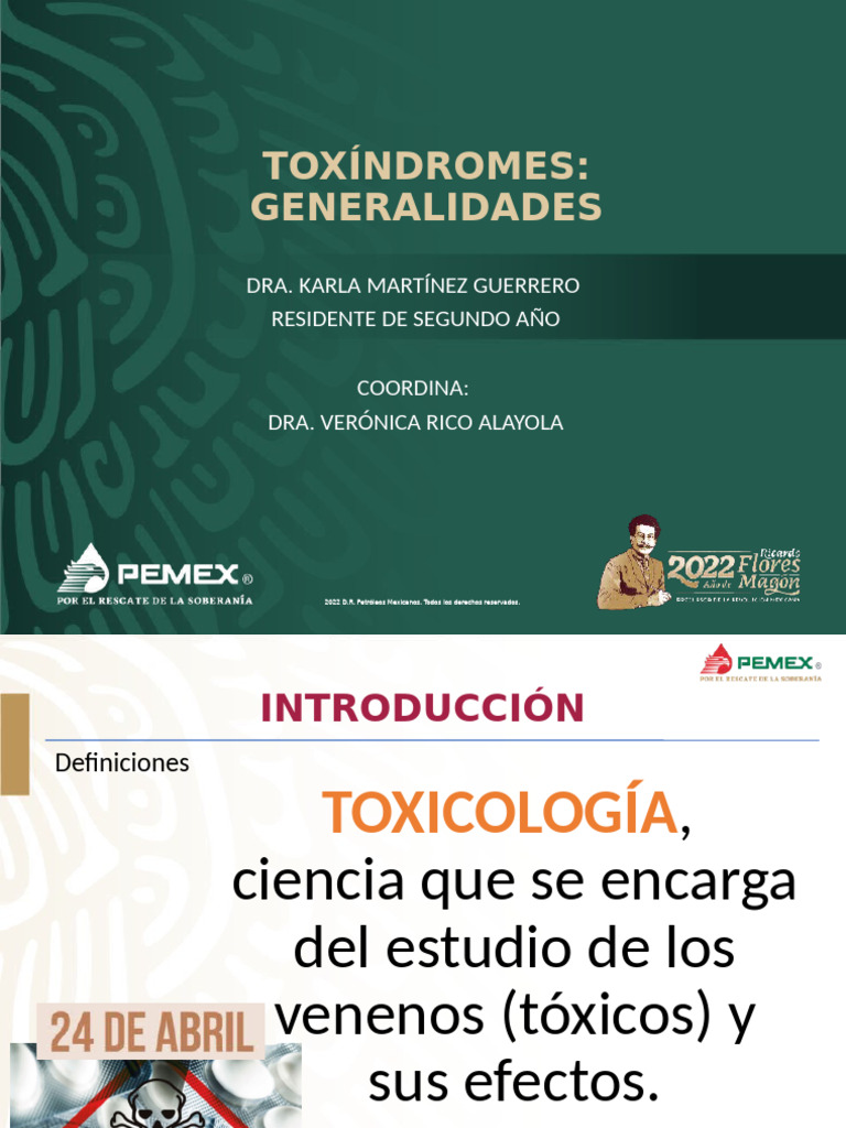 Toxindromes Generalidades | PDF | Toxicidad | Medicina CLINICA