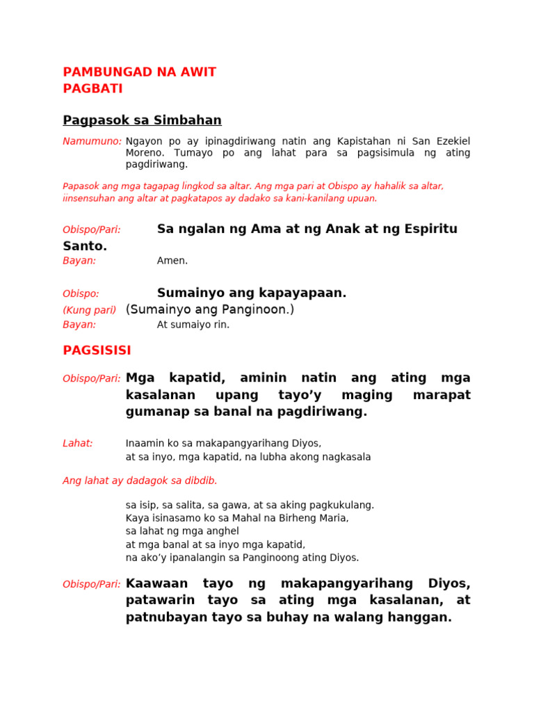 Tagalog-Fiesta-Rites-St Ezekiel Moreno | PDF