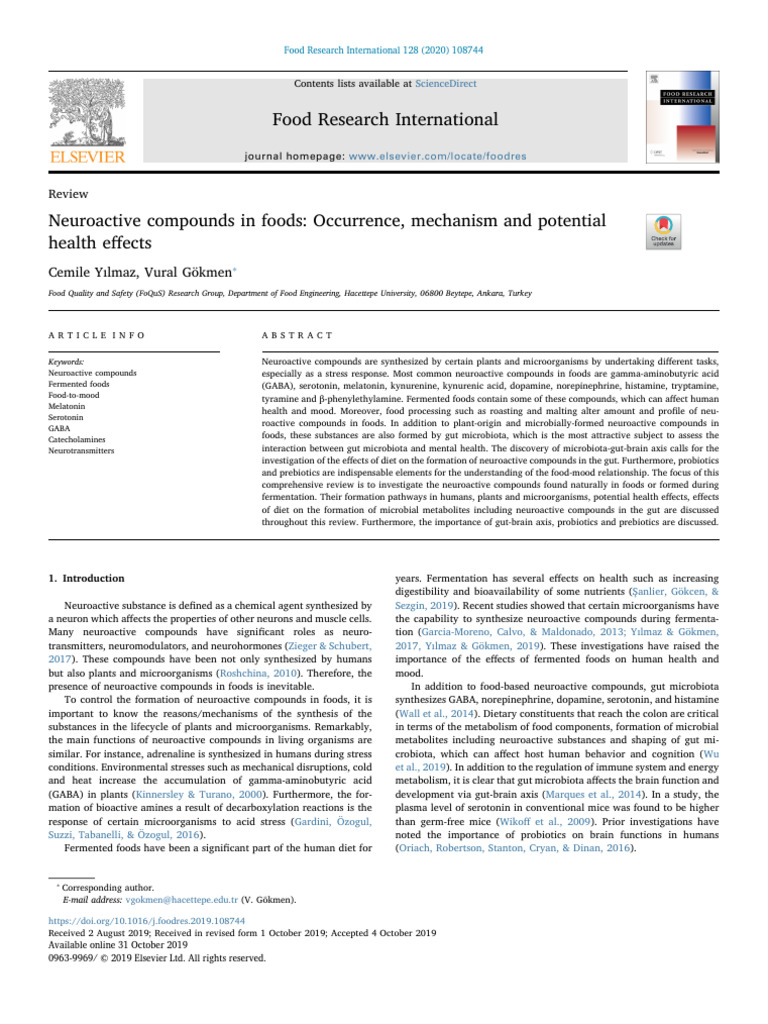 Neuroactive Compounds in Foods | PDF