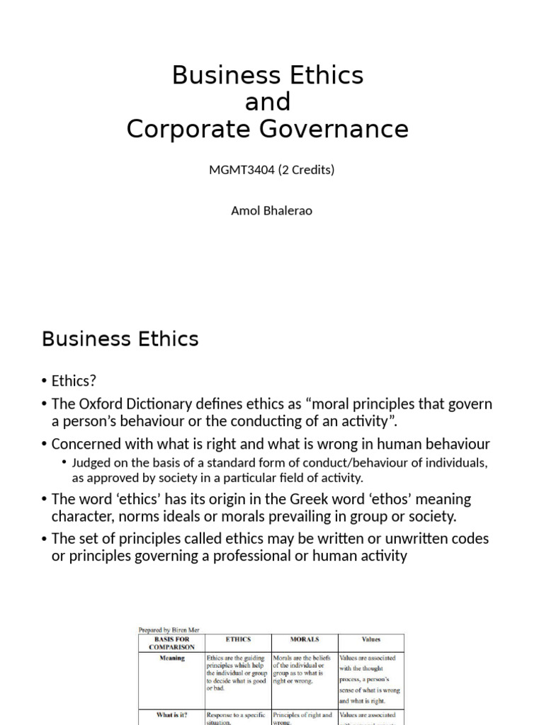 Business Ethics and Corporate Governance | PDF