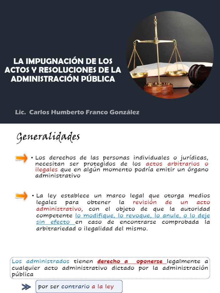 LA IMPUGNACIÓN DE LOS ACTOS Y RESOLUCIONES DE LA ADMINISTRACIÓN PÚBLICA ...