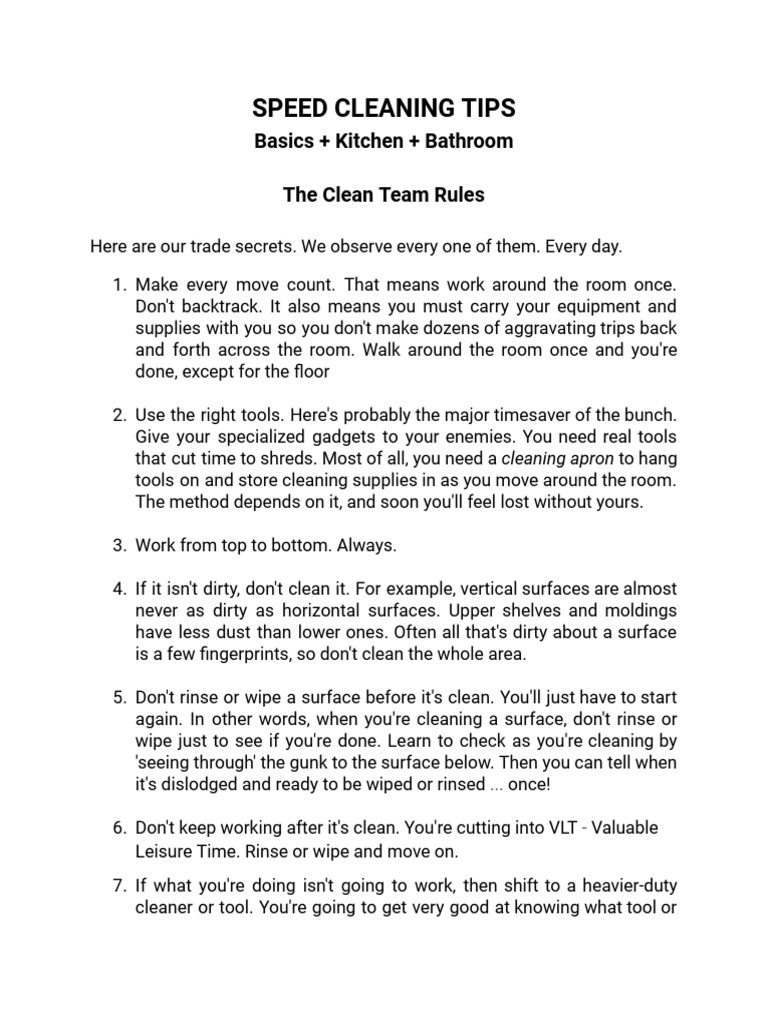 Speed Cleaning Tips | PDF