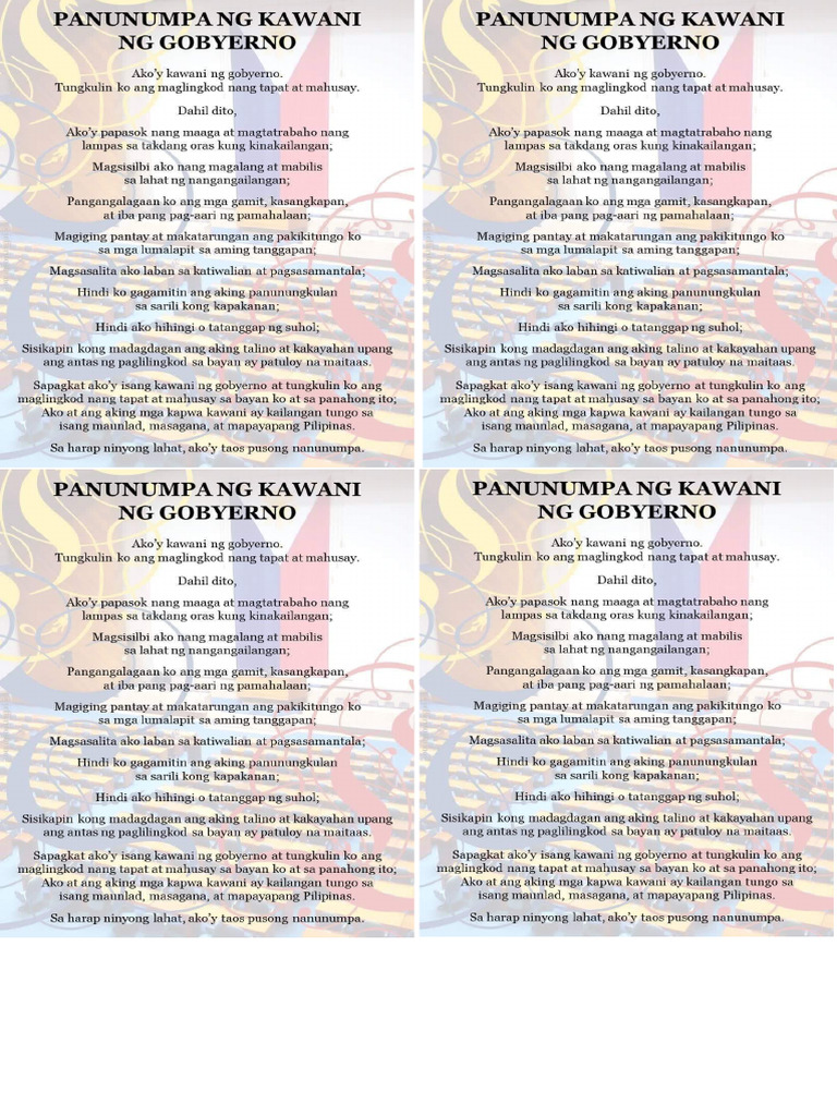 Panunumpa Sa Watawat NG Pilipinas | PDF