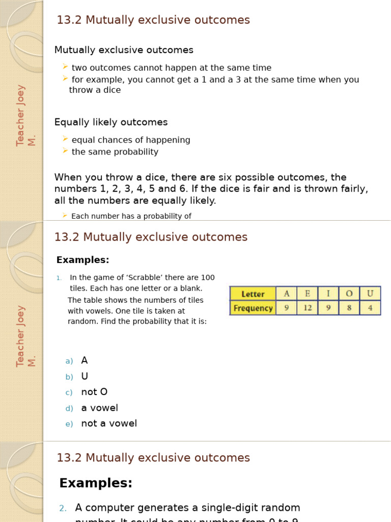 13.2 Mutually Exclusive Outcomes | PDF