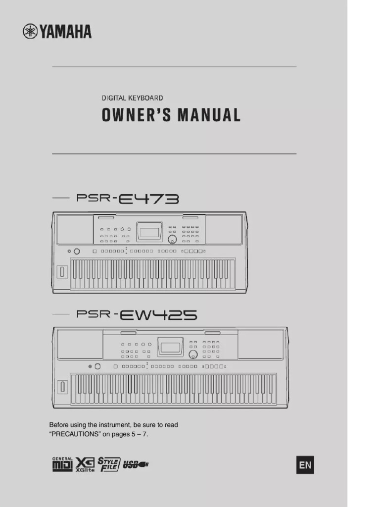 Manual de Usuario Yamaha PSR-E473 (76 Páginas) | PDF