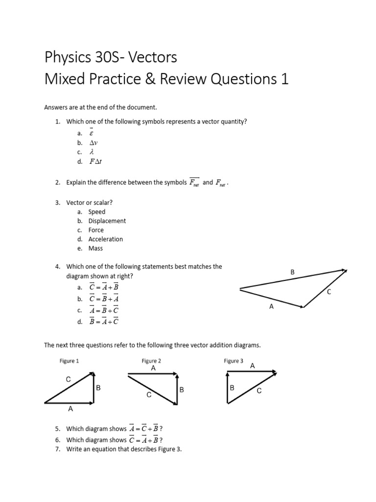 Vectors Practice 1 | PDF