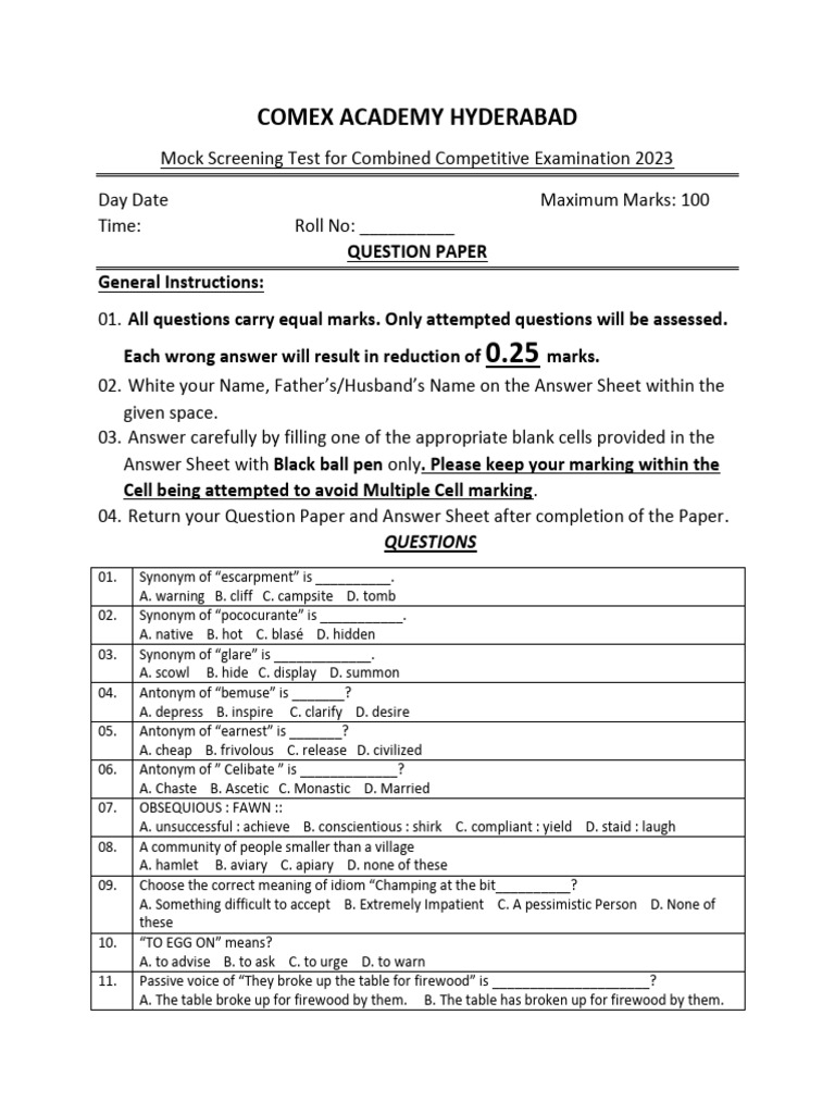 Cce Mock 2 Comex | PDF