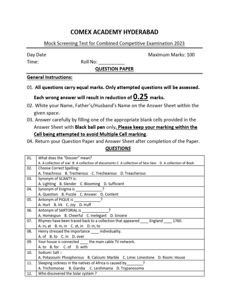Cce Mock 3 Comex | PDF